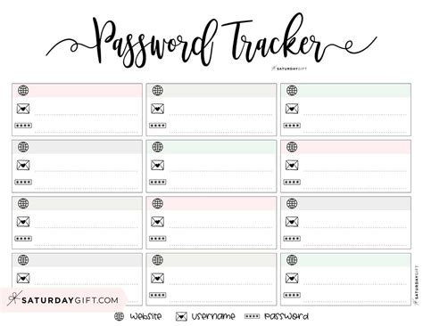 Password Tracker Printable 15 Cute And Free Password Keepers