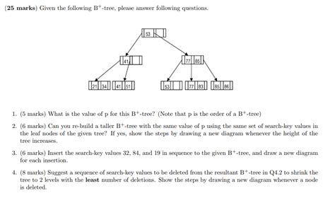 Solved 25 Marks Given The Following B Tree Please Answer