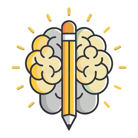 Brain With Pencil Creative Thinking Idea Generation And Problem Solving Stock Vector