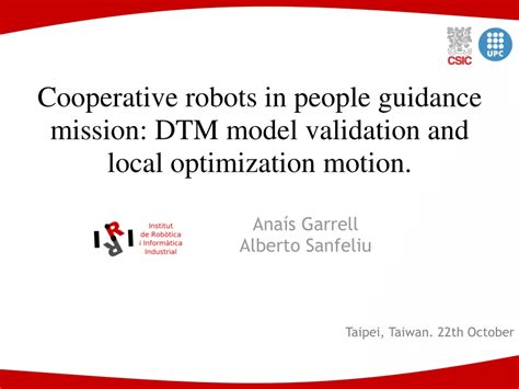 Pdf Cooperative Robots In People Guidance Mission Dtm Model Validation And Local Optimization