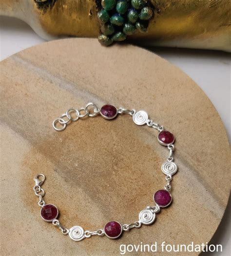 Ruby Silver Bracelet Silver Bracelet With Ruby Stones