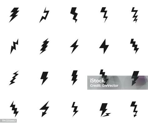 閃電圖示集向量圖形及更多矢量圖圖片 矢量圖 商標 閃電 Istock