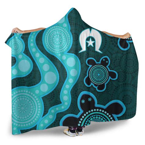 Australia Aboriginal Turtles Torres Strait Islands Hooded Blanket