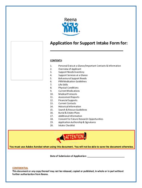 Fillable Online Application For Support Intake Form For Fax Email