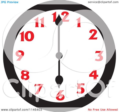 Cartoon Of A Wall Clock Showing 6 Royalty Free Vector Clipart By