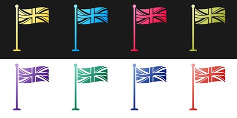 在黑白背景上隔離的旗杆圖示上設置大不列顛國旗英國國旗標誌英國官方國旗標誌英國的象徵向量向量圖形及更多倫敦 英格蘭圖片 倫敦 英格蘭