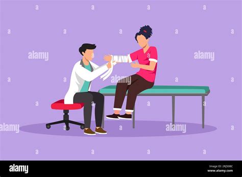 Graphic Flat Design Drawing Doctor Bandages Patient Woman Hand First