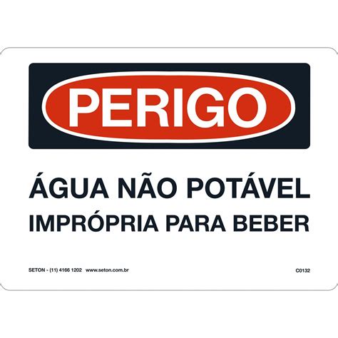 Placa de Perigo Água Não Potável Imprópria para Beber