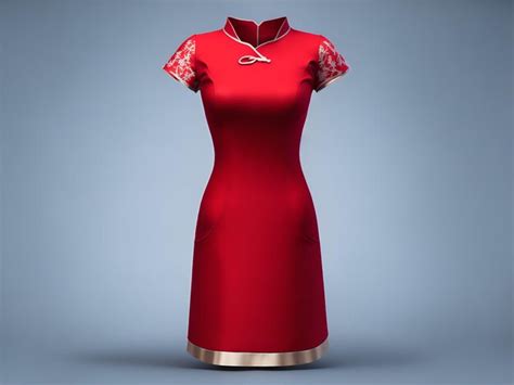 Premium Ai Image Mockup Of Red Cheongsam Dress