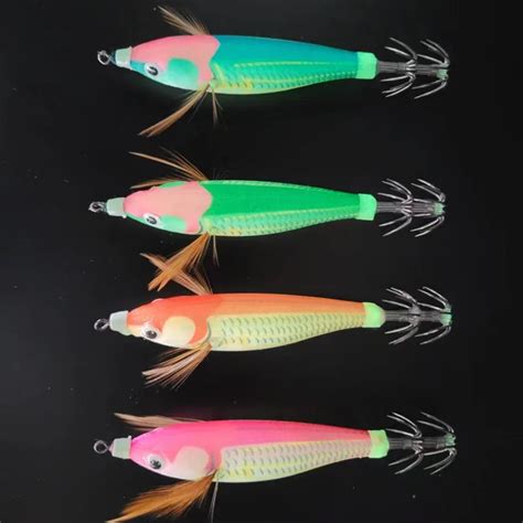10cm10g 야광 문어 새우 오징어 나무 새우 오징어 후크 에기 지깅 루어 낚시 문어 미끼 루어 낚시 미끼
