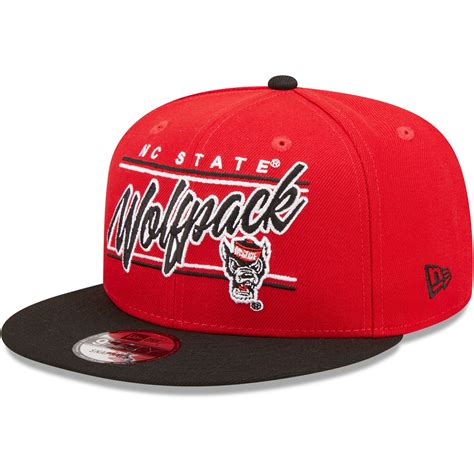 Mens New Era Red Black Nc State Wolfpack Team Script 9fifty Snapback Hat