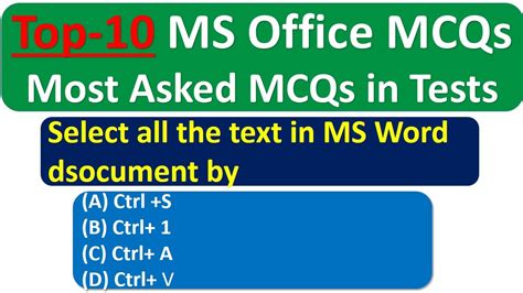 Top 10 Ms Office Mcqs Top 10 Questions And Answers Of Ms Office Youtube