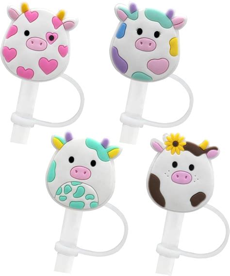 10 Pcs Cute Cow Straw Cover Toppers For Stanley Cups 30and40 Oz Tumbler Fits 10mm