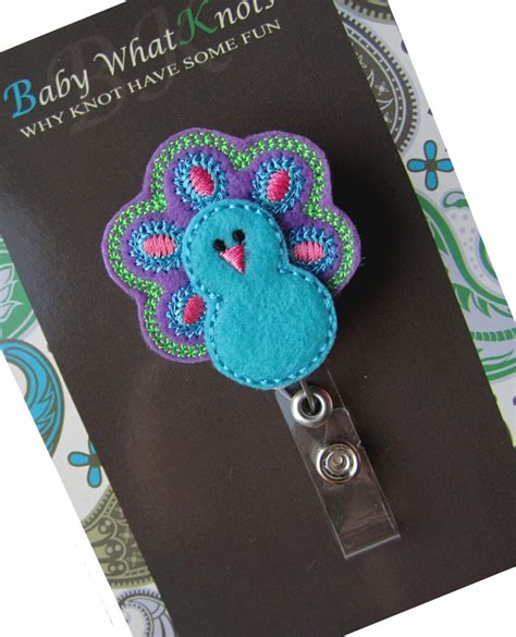 Retractable Id Badge Holder Peacock Id Badge Reel Nurse Etsy