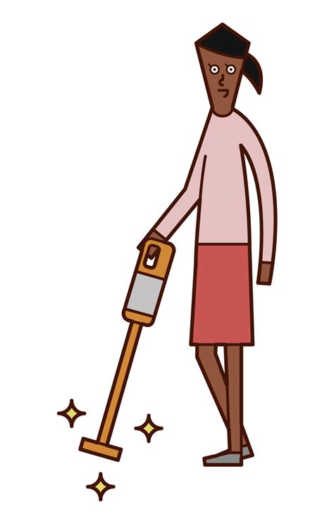 진공 청소기를 사용하는 사람 여성의 그림 무료 일러스트 소재집 Kukukeke