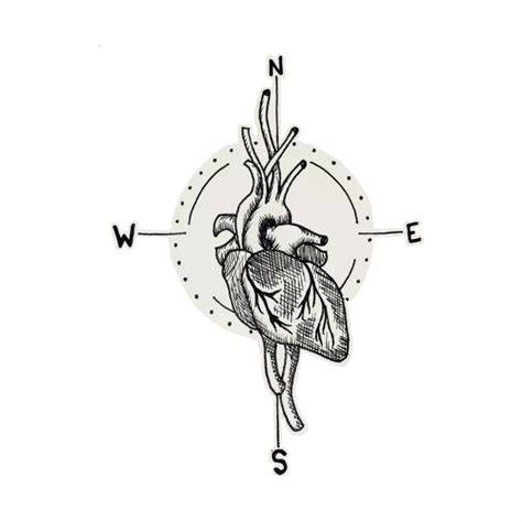 My Heart Is My Guide Heart Compass Tattoo Design Heart And Compass