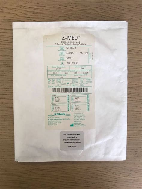 New Braun Numed 611682 Z Med Balloon Aortic And Pulmonic Valvuloplasty