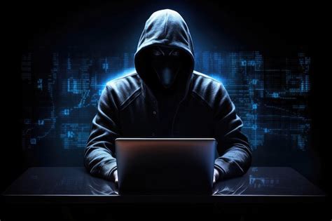 Hacker Committing Digital Cybercrime In Front Of Computer Premium Ai Generated Image