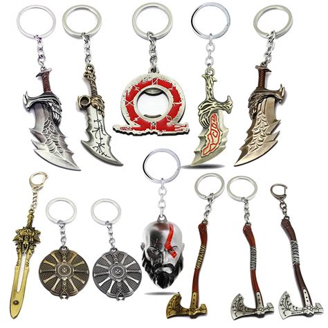 게임 전쟁의 신 4 쥬얼리 Kratos 얼굴 칼 열쇠 고리 도끼 펜던트 열쇠 고리 남성 여성을위한 선물 자동차 열쇠 고리 액세서리 Aliexpress