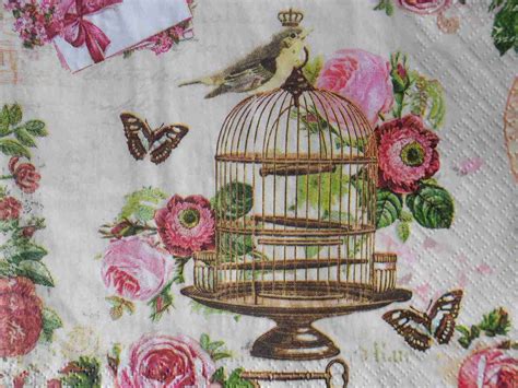 Vintage Roses Bird Cage Decoupage Paper Napkins Decoupage Paper