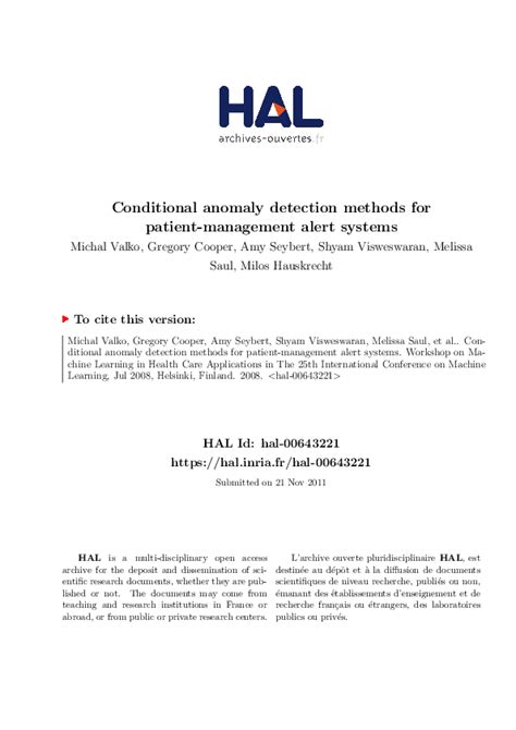 Pdf Conditional Anomaly Detection Methods For Patient Management