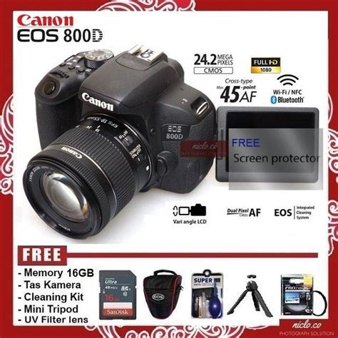 Jual KAMERA EOS CANON 800D LENSA KIT 18 55mm IS STM WIFI FREE