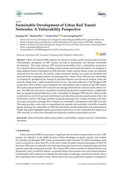 Pdf Sustainable Development Of Urban Rail Transit Networks A