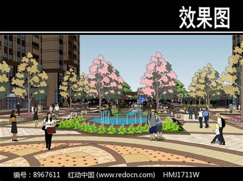 沧州某小区二轮中央水池效果图