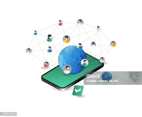 Smartphone Dengan Jejaring Sosial Dan Orangorang Ilustrasi Vektor