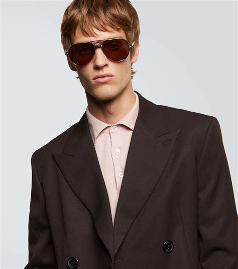 Santos De Cartier Aviator Sunglasses In Gold Cartier Eyewear