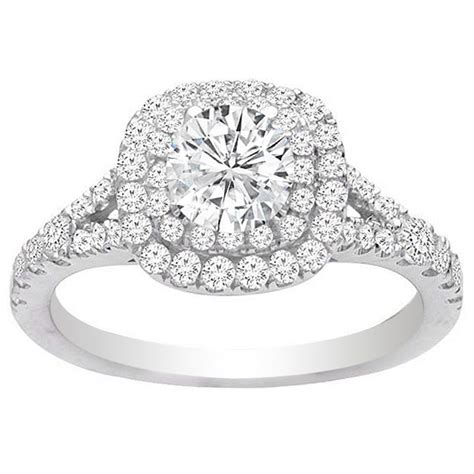 Ellie Double Halo Engagement Ring In 14k White Gold 060 Ct