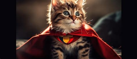 Premium Ai Image Super Kitten With A Cape Looking Like A Hero