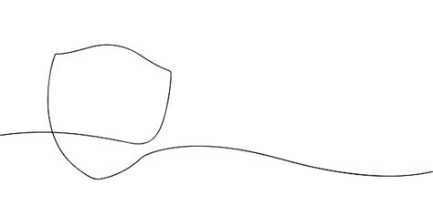 방패의 한 줄로 그리기 안전 및 보안 아이콘의 연속 라인 기호입니다 한 줄 아이콘입니다 벡터 일러스트 레이 션 개념에 대한 스톡