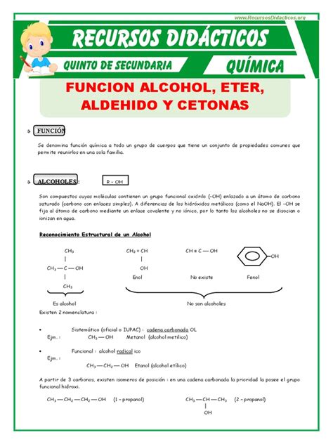 Funcion Alcohol Eter Aldehido Y Cetonas Para Quinto De Secundaria Pdf