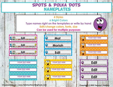 Editable Desk Name Plates Class Name Tags And Table Signs In Bright