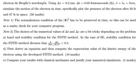 Problem FDTD Simulation of D Schrödinger Equation Chegg com