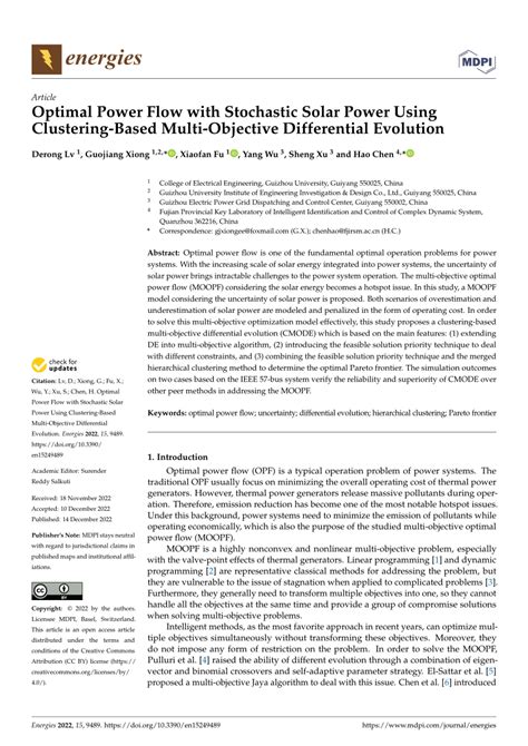 Pdf Optimal Power Flow With Stochastic Solar Power Using Clustering
