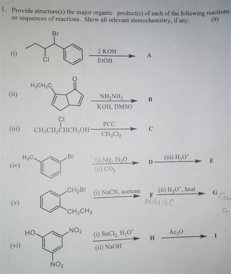Solved Provide structure(s) the major organic product(s) of | Chegg.com
