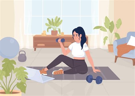 Femme Faisant Des Exercices Pour Les Bras Illustration Vectorielle De