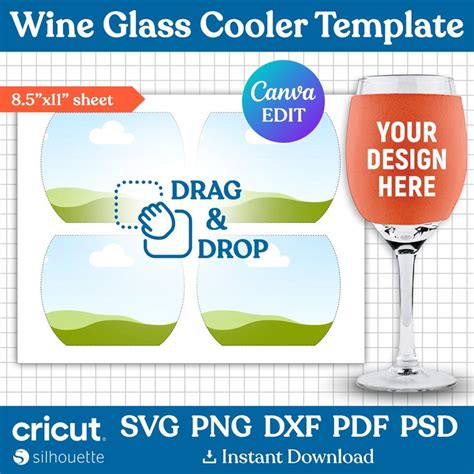 Wine Glass Cooler Template Svg Custom Wine Glass Covers Wine Glass