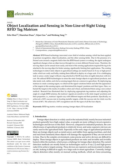 Pdf Object Localization And Sensing In Non Line Of Sight Using Rfid