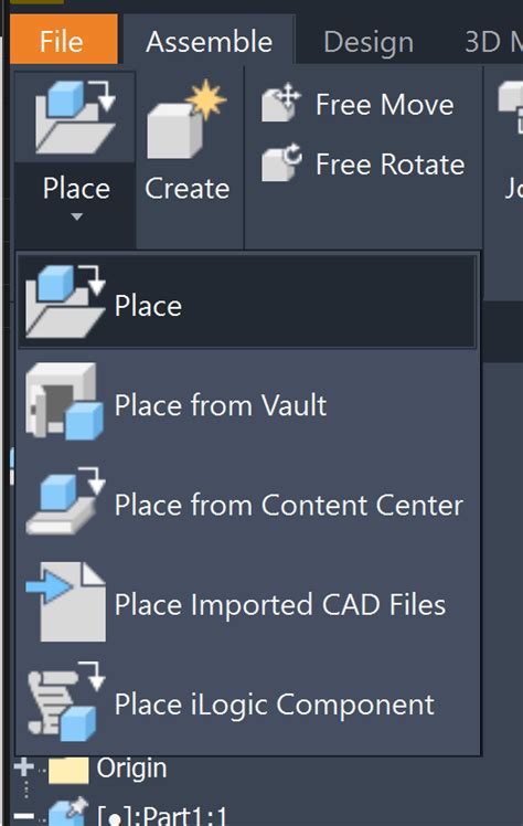 data standard inventor create in place component command