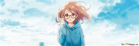 Beautiful Anime Girl With Brown Hair And Red Glasses 4k Wallpaper Download