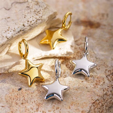 Stainless Steel Star Dangle Huggie Drop Earrings 5 Pairs Jr Fashion