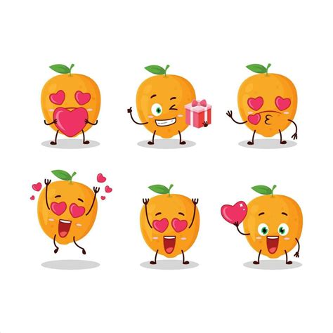 Orange Fruit Cartoon Character With Love Cute Emoticon 26973176 Vector