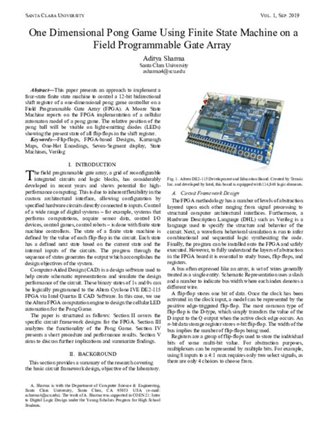 Pdf One Dimensional Pong Game Using Finite State Machine On A Field Programmable Gate Array