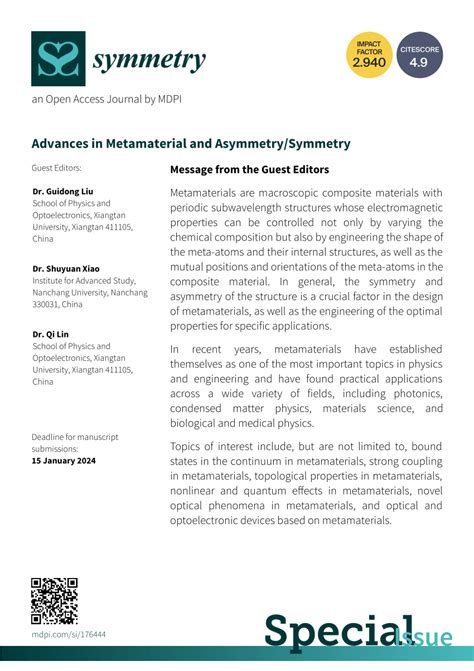 Pdf Call For Papers Special Issue On Advances In Metamaterial And Asymmetrysymmetry
