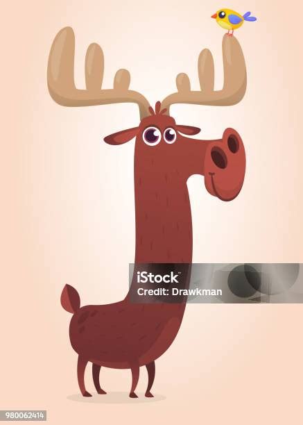 Personnage De Dessin Animé Heureux De Moose Illustration Dorignal