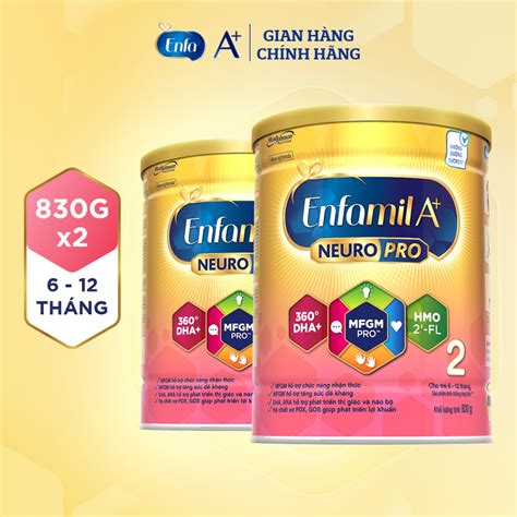 Bộ 2 Lon Sữa Bột Enfamil A Neuropro 2 Fl Hmo Vị Nhạt Dễ Uống 830g