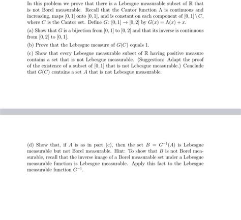 Solved In This Problem We Prove That There Is A Lebesgue